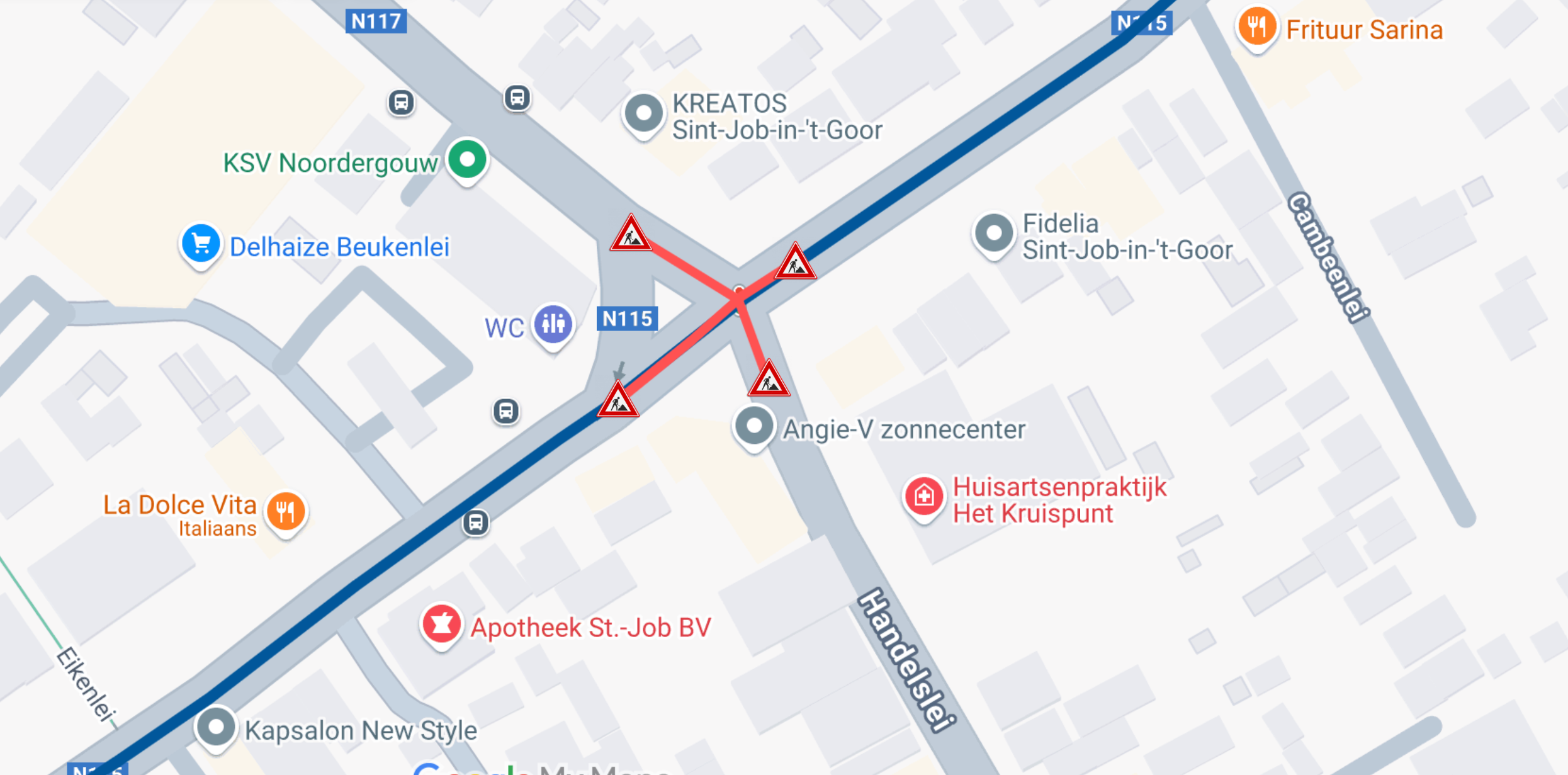 Brecht (Sint-Job-in-'t-Goor), N115 (kruispunt N117) - Het verkeer